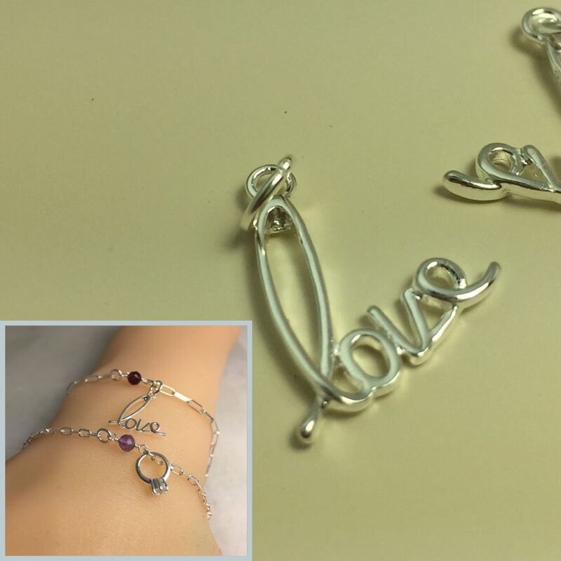 Sterling Silver Love Charm - Etsy