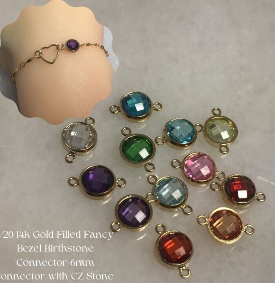 1/20 14k Gold Filled Fancy Bezel Birthstone Connector 6mm - Etsy