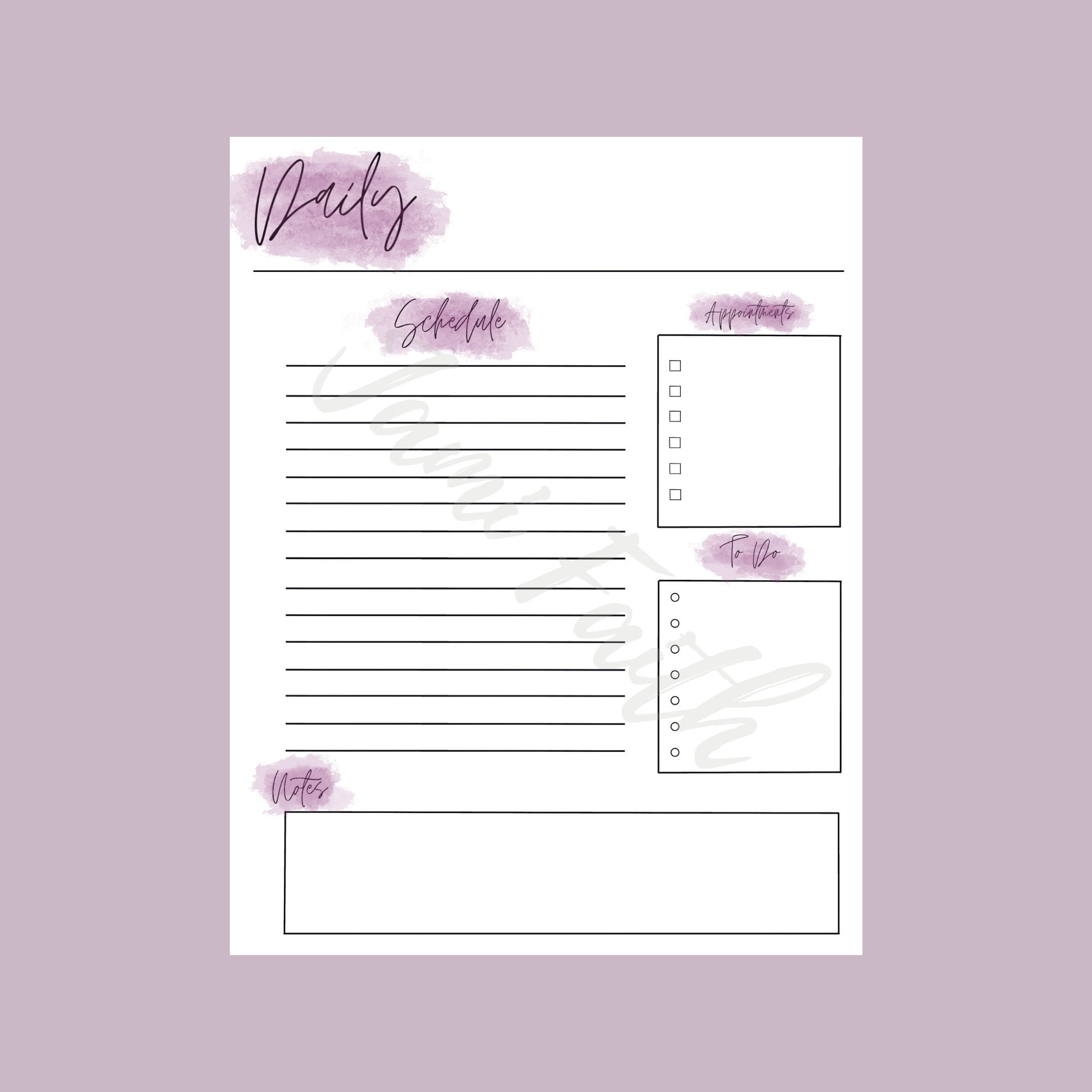 Printable Planner-purple Watercolor-digital Download - Etsy
