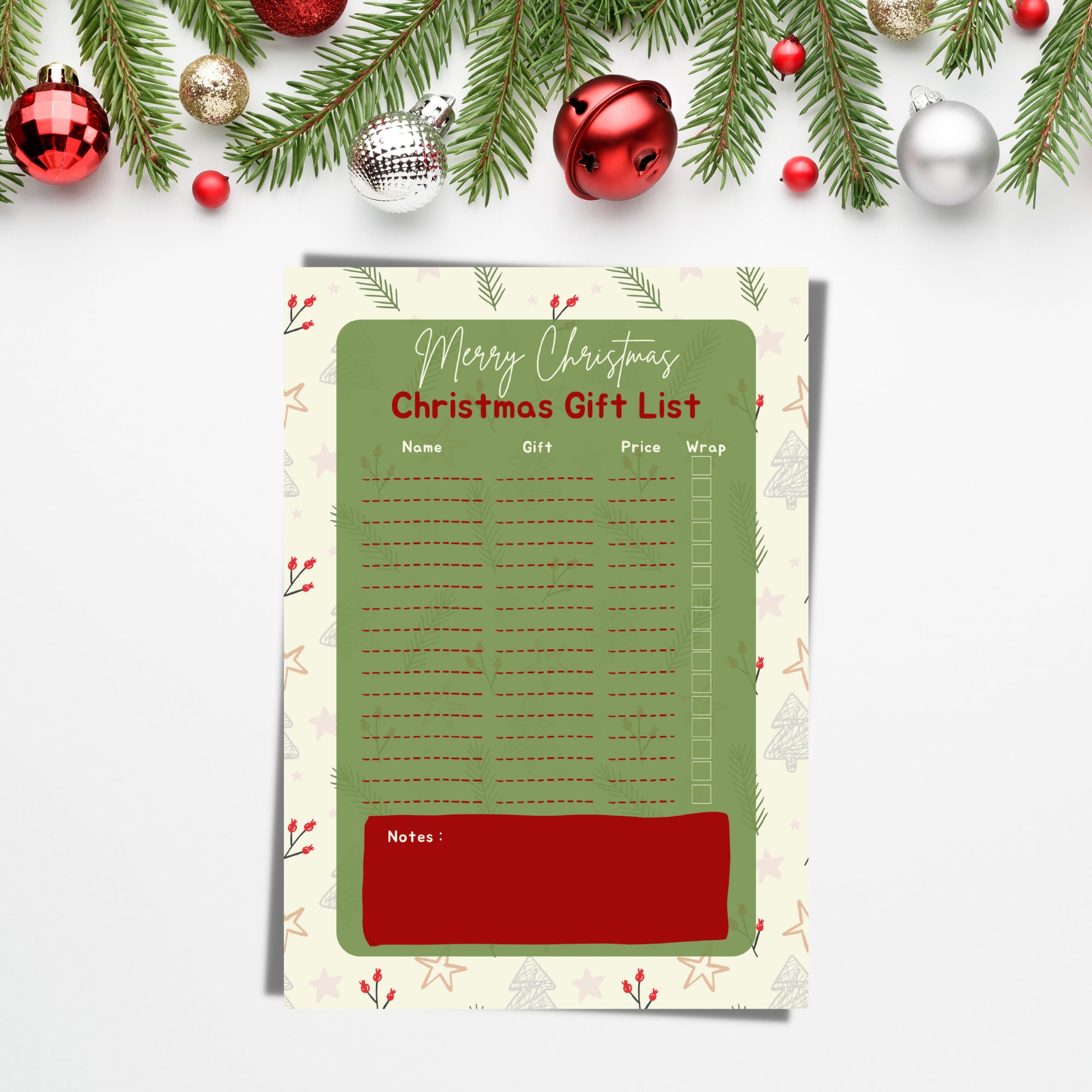 Christmas Gift List digital Printable Instant Download - Etsy