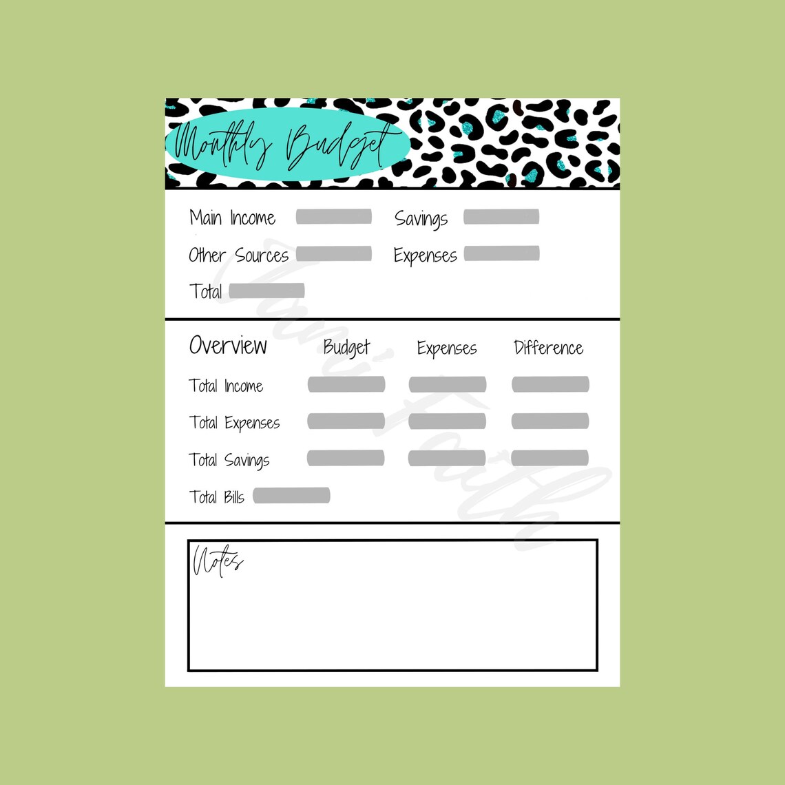 Cheetah Print Themed Budget Planners-instant Download - Etsy
