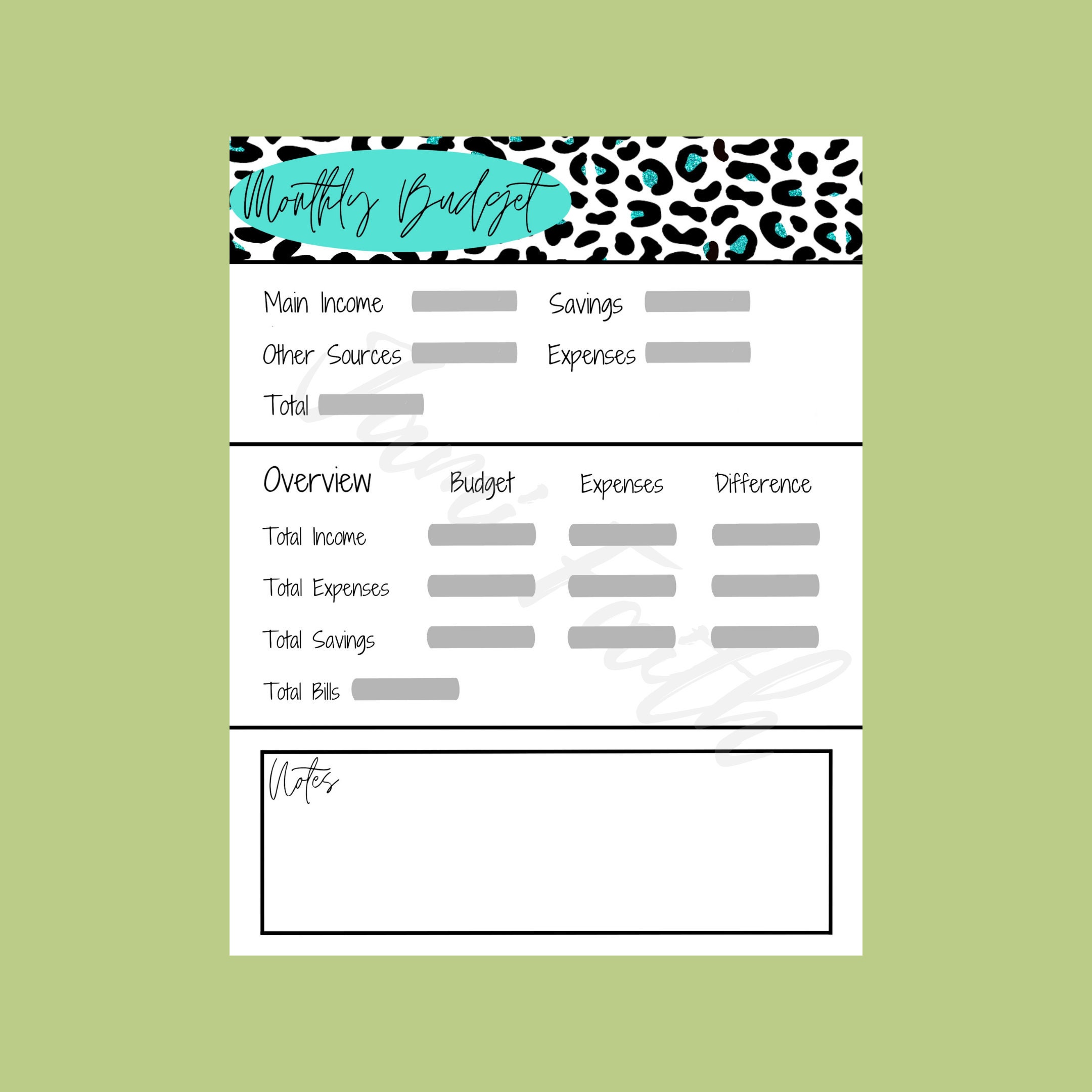 Cheetah Print Themed Budget Planners-instant Download - Etsy