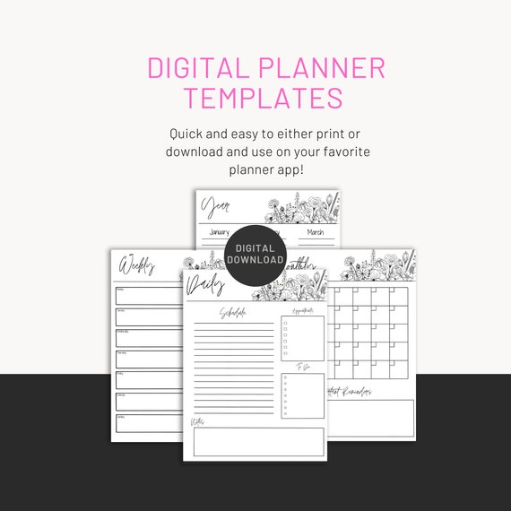 Printable Floral Planner-digital Download | Etsy