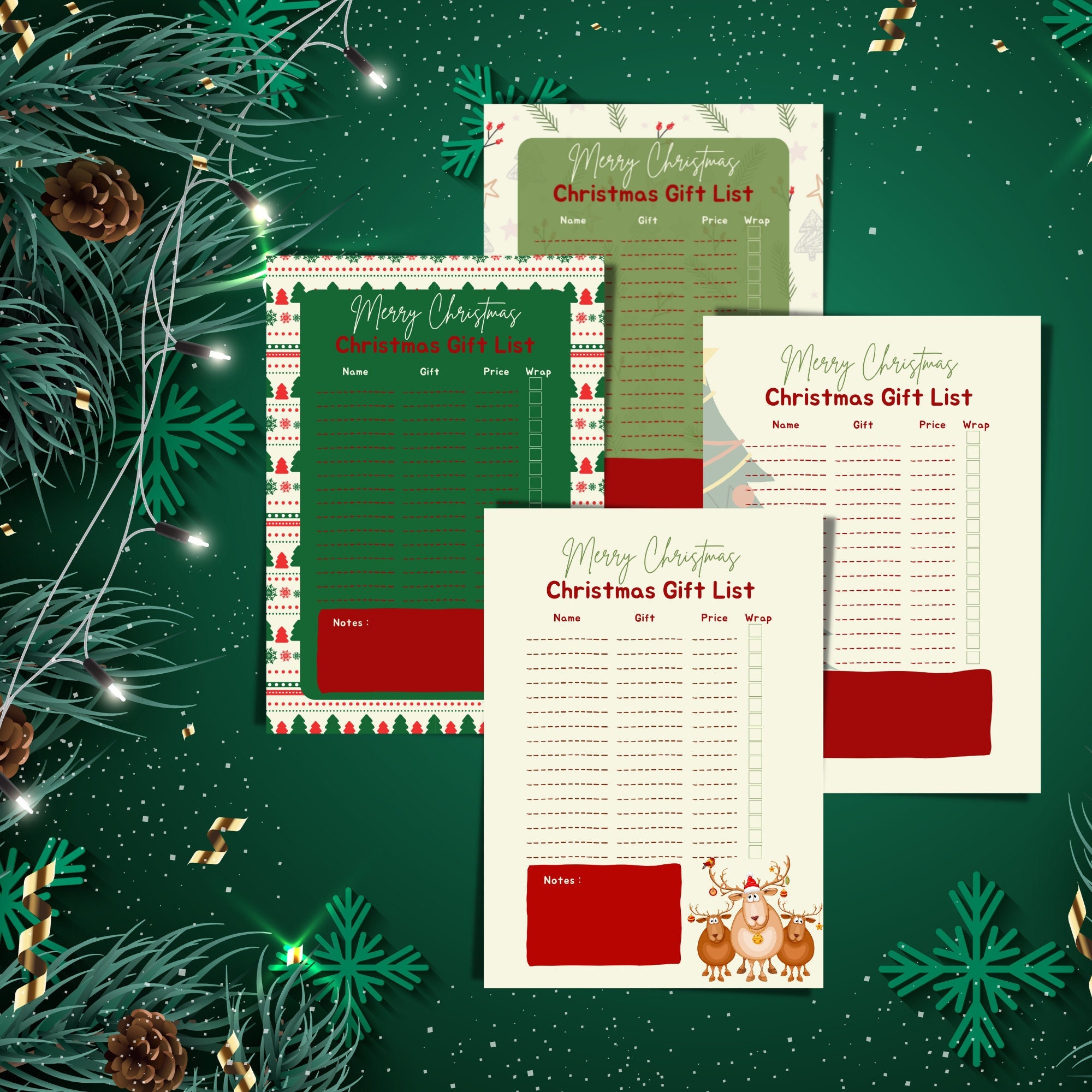 Christmas Gift List digital Printable Instant Download - Etsy