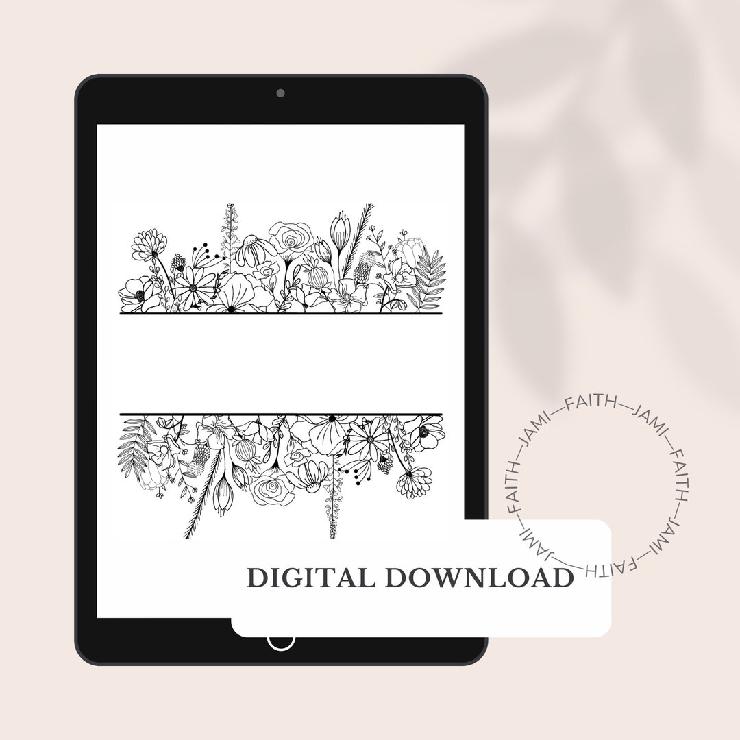 Floral Linework Frame-digital Download - Etsy