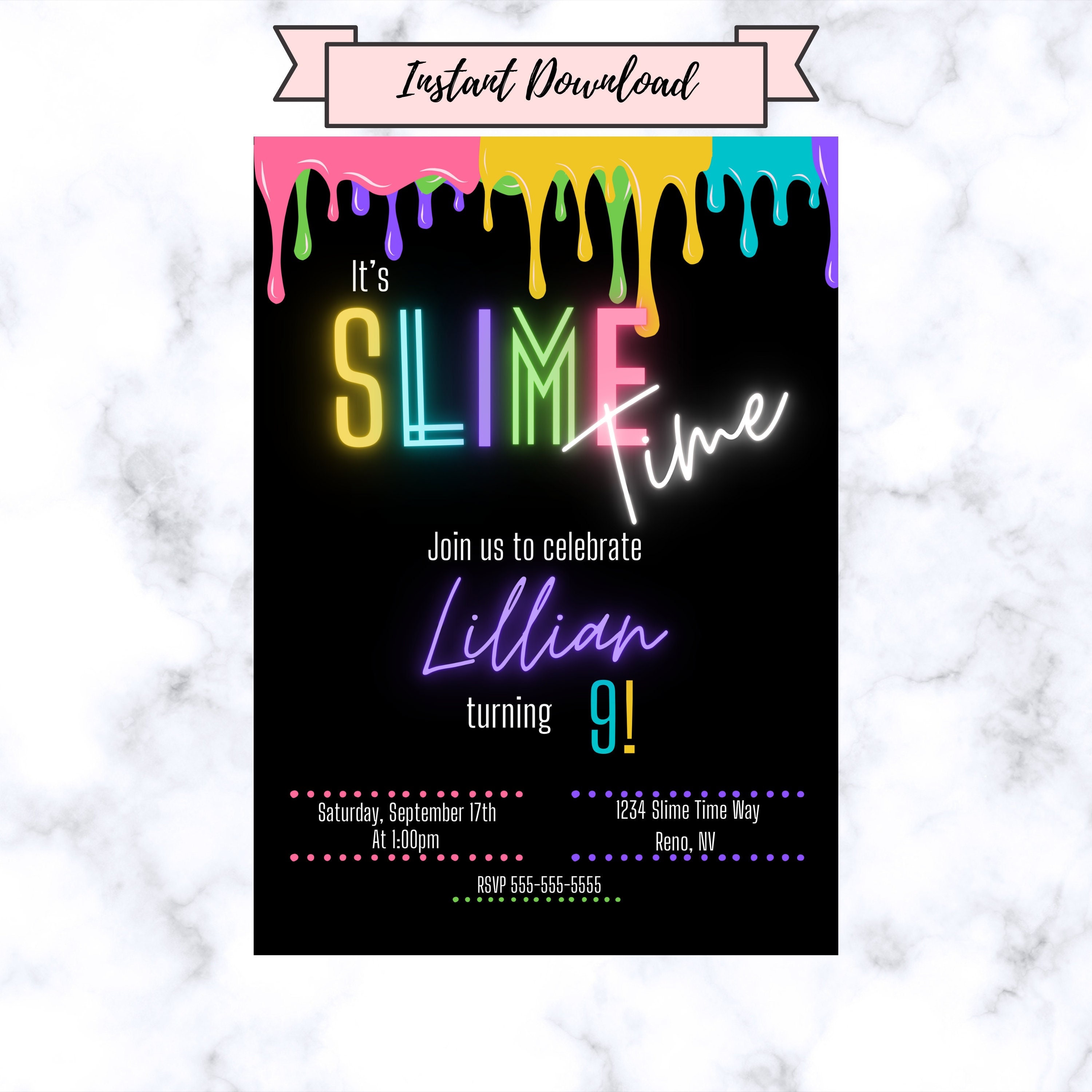 Slime Time Invitation-instant Download - Etsy