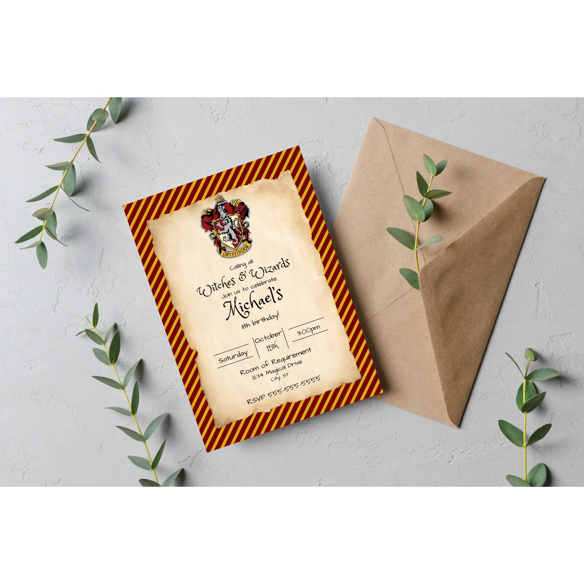 Hogwarts-harry Potter-gryffindor-birthday Invitation-instant Download ...