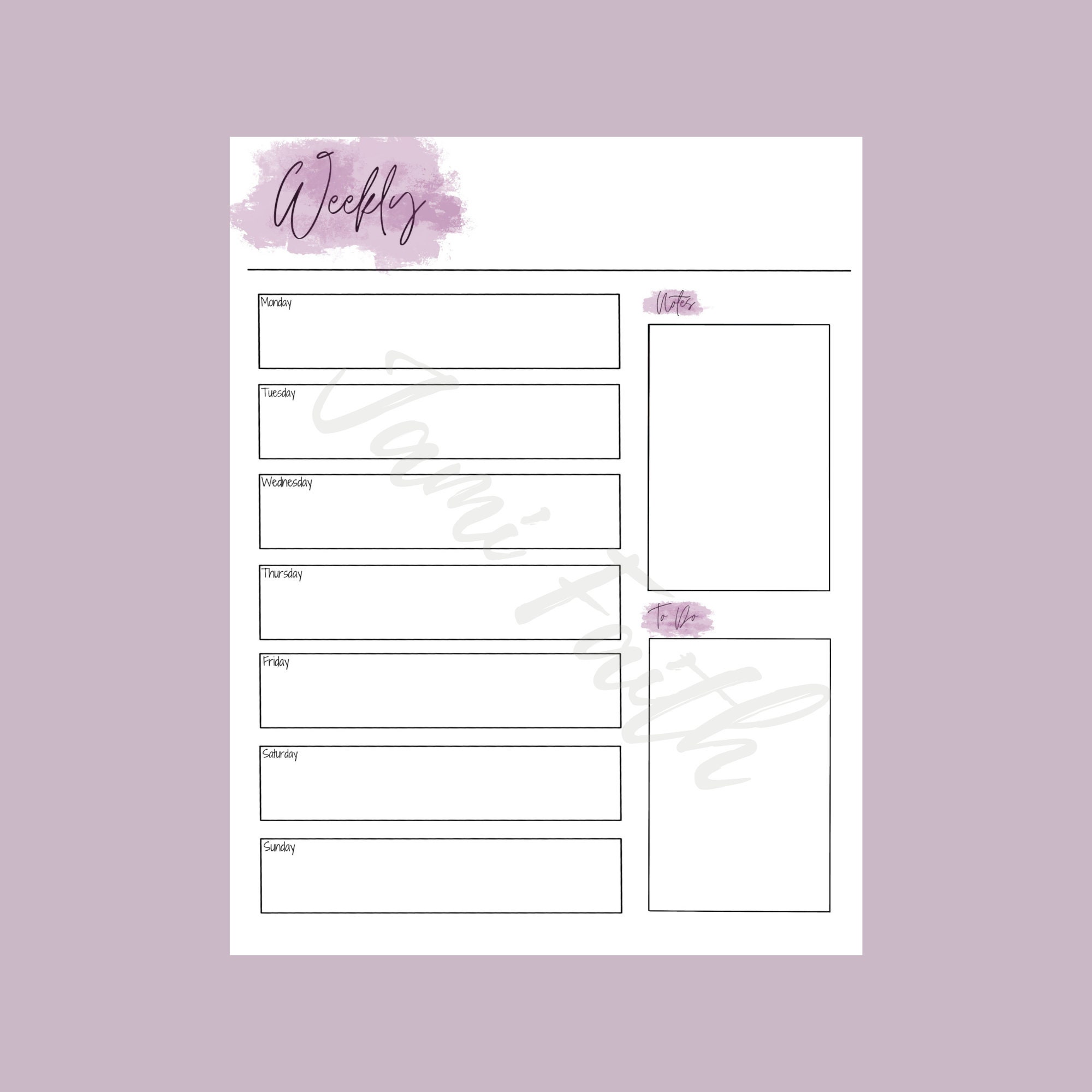 Printable Planner-purple Watercolor-digital Download - Etsy