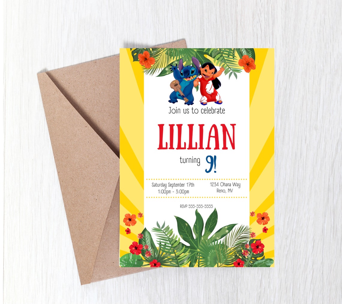 Lilo and Stitch Birthday Invitation-instant Download - Etsy