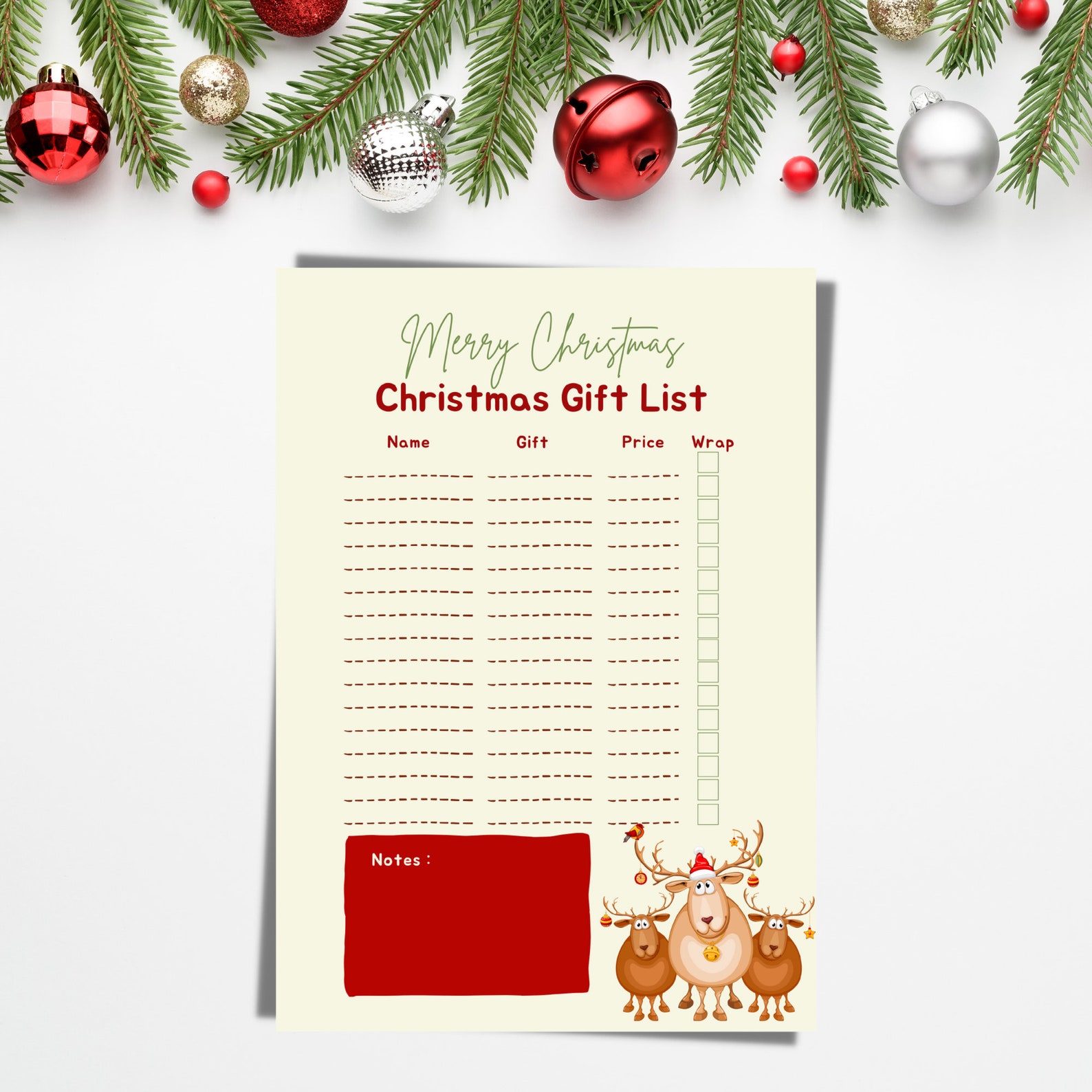 Christmas Gift List digital Printable Instant Download - Etsy