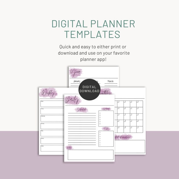 Printable Planner-purple Watercolor-digital Download | Etsy