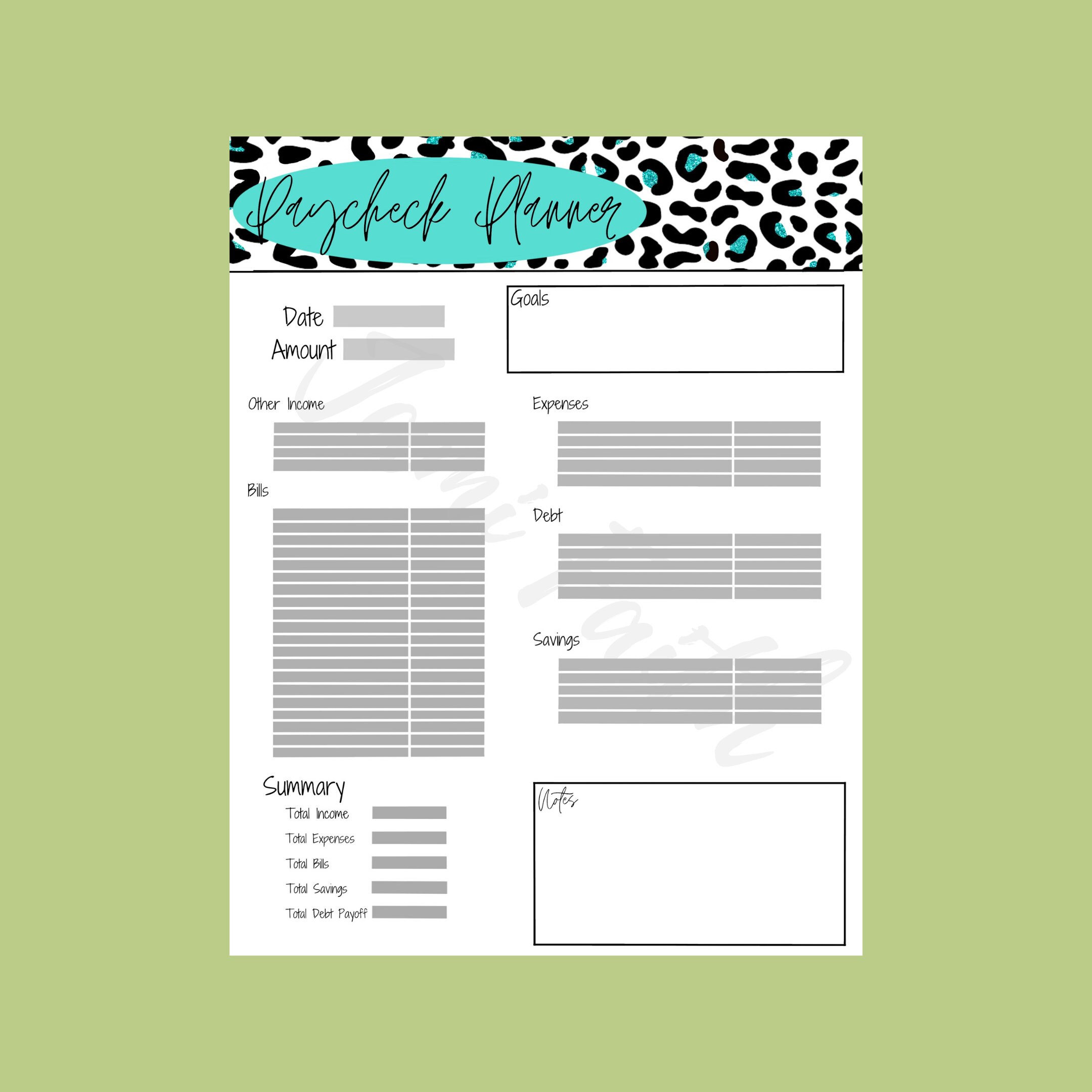 Cheetah Print Themed Budget Planners-instant Download - Etsy