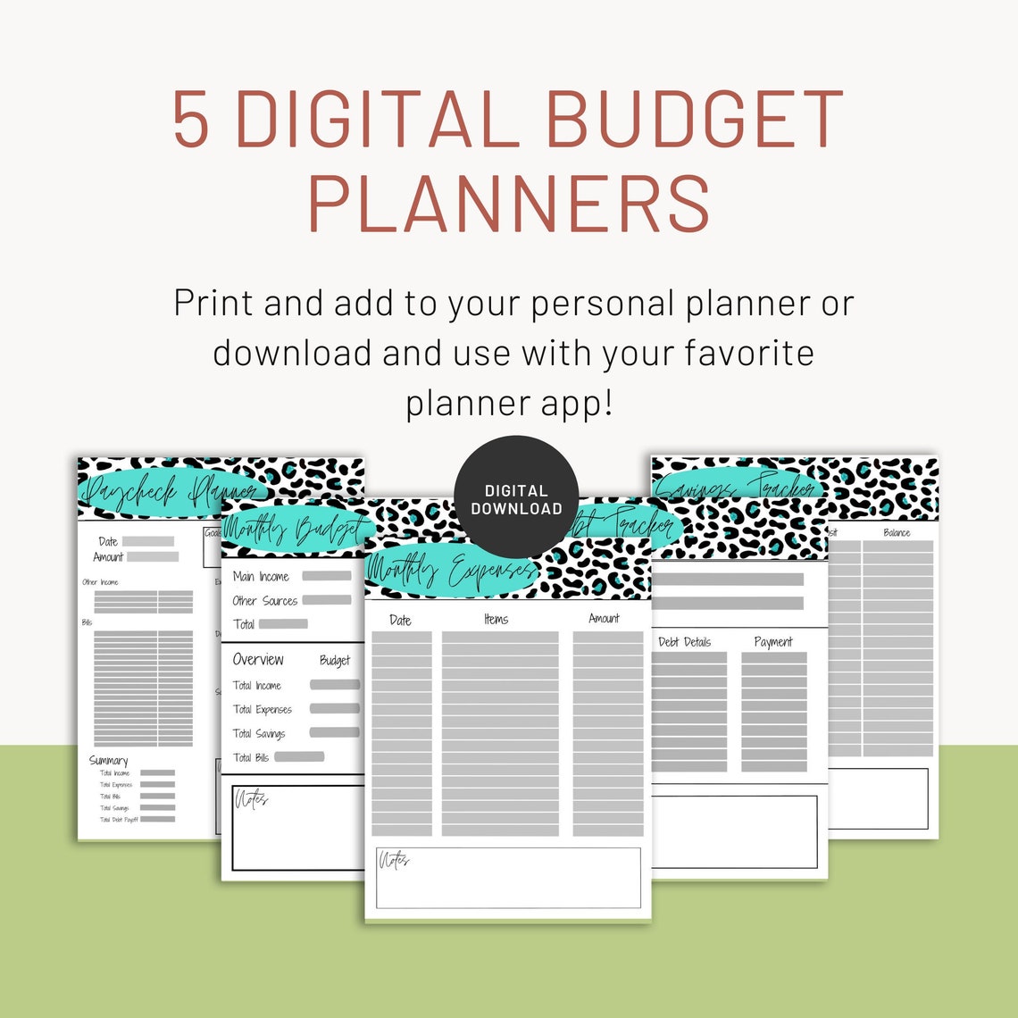 Cheetah Print Themed Budget Planners-instant Download - Etsy