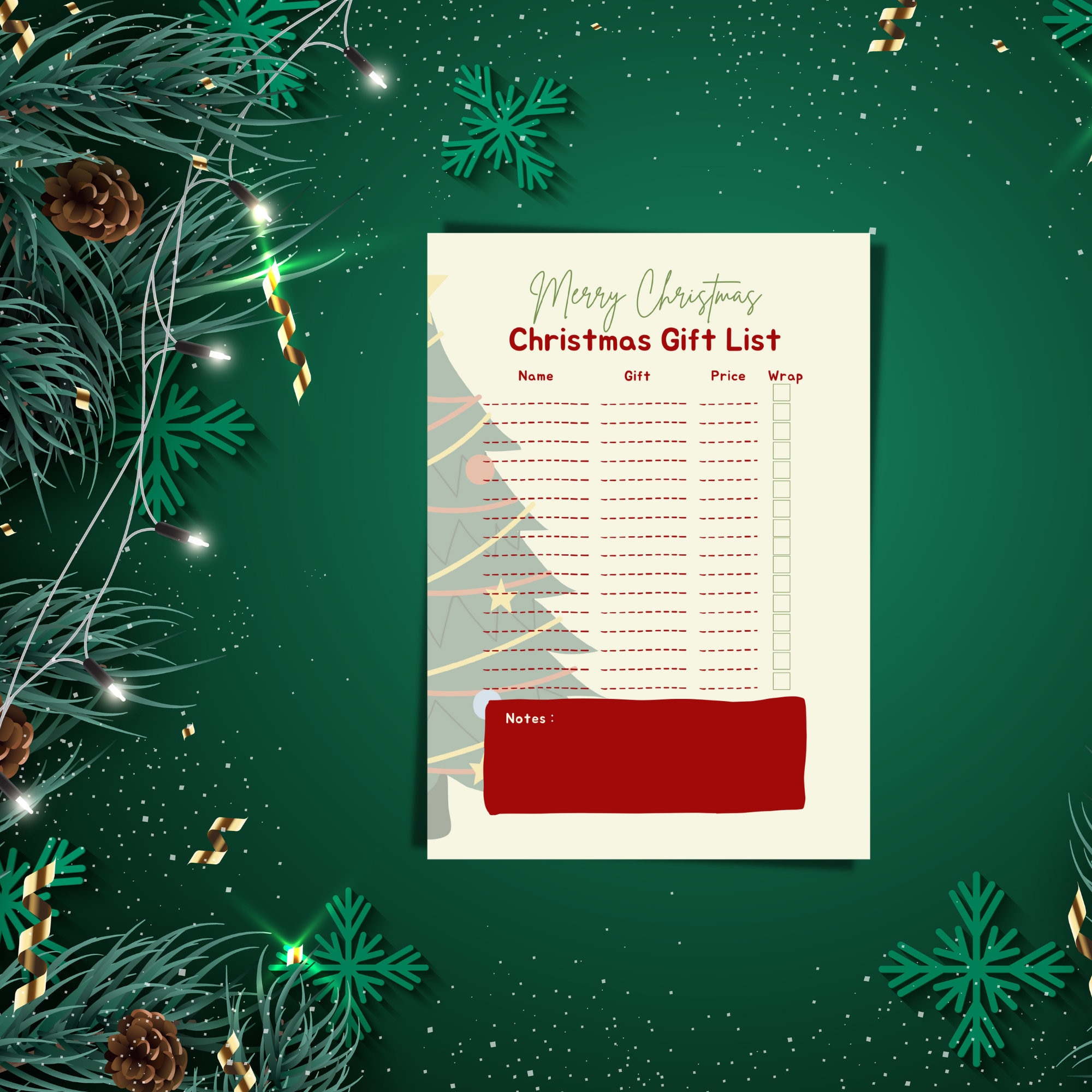 Christmas Gift List digital Printable Instant Download - Etsy