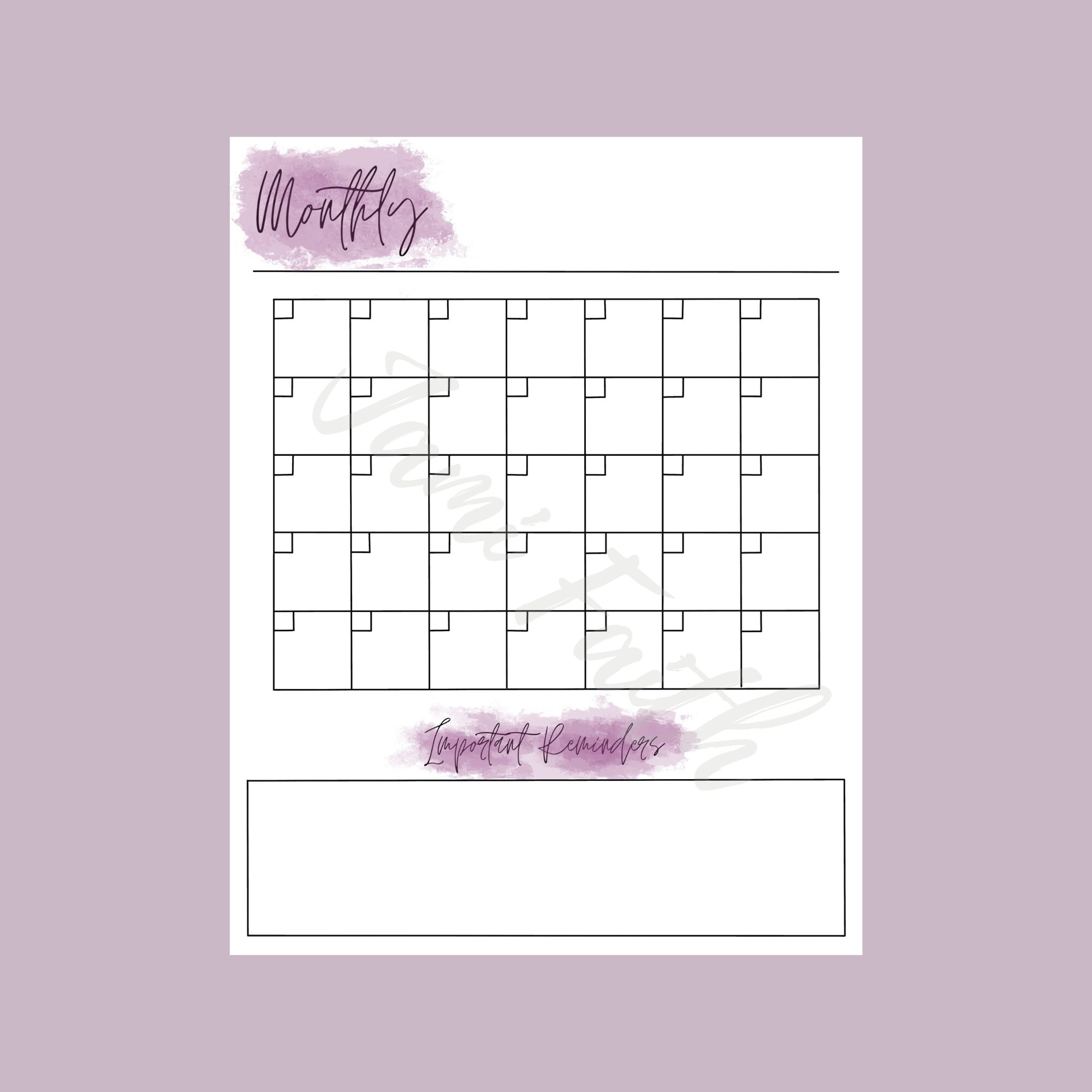 Printable Planner-purple Watercolor-digital Download - Etsy