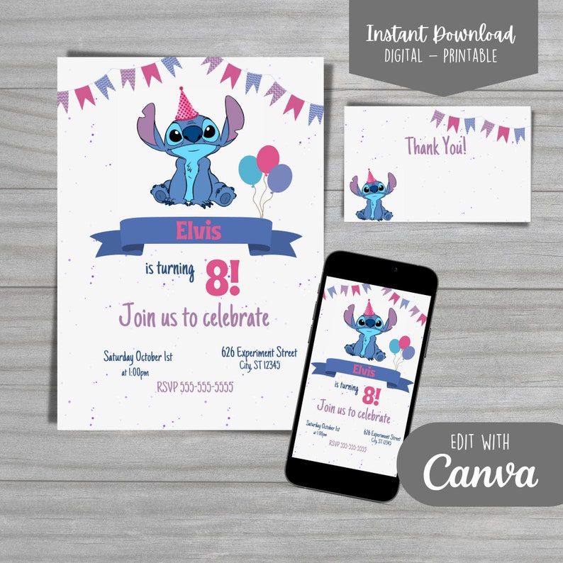 Lilo and Stitch Birthday Invitation-instant Download - Etsy