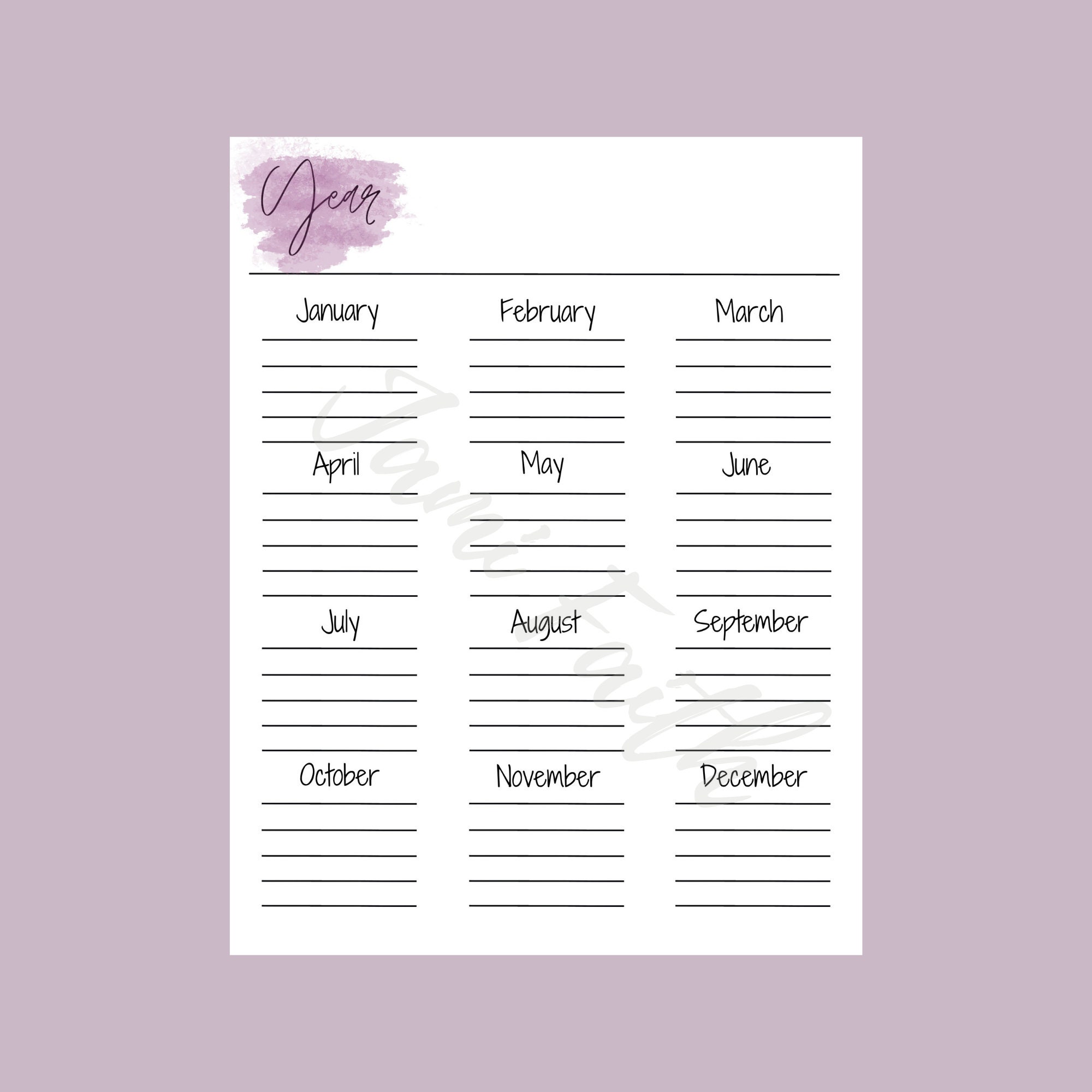 Printable Planner-purple Watercolor-digital Download - Etsy