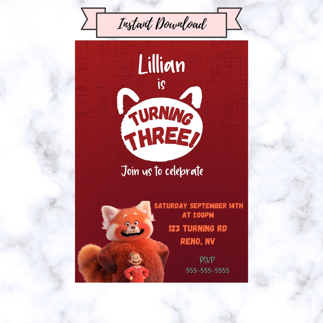 Turning Red Birthday Invitation-instant Download - Etsy