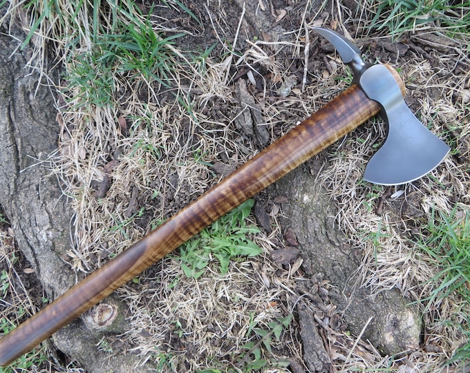 USA Hand Forged Spike Tomahawk Curly Maple Handle Shoulder Harness - Etsy