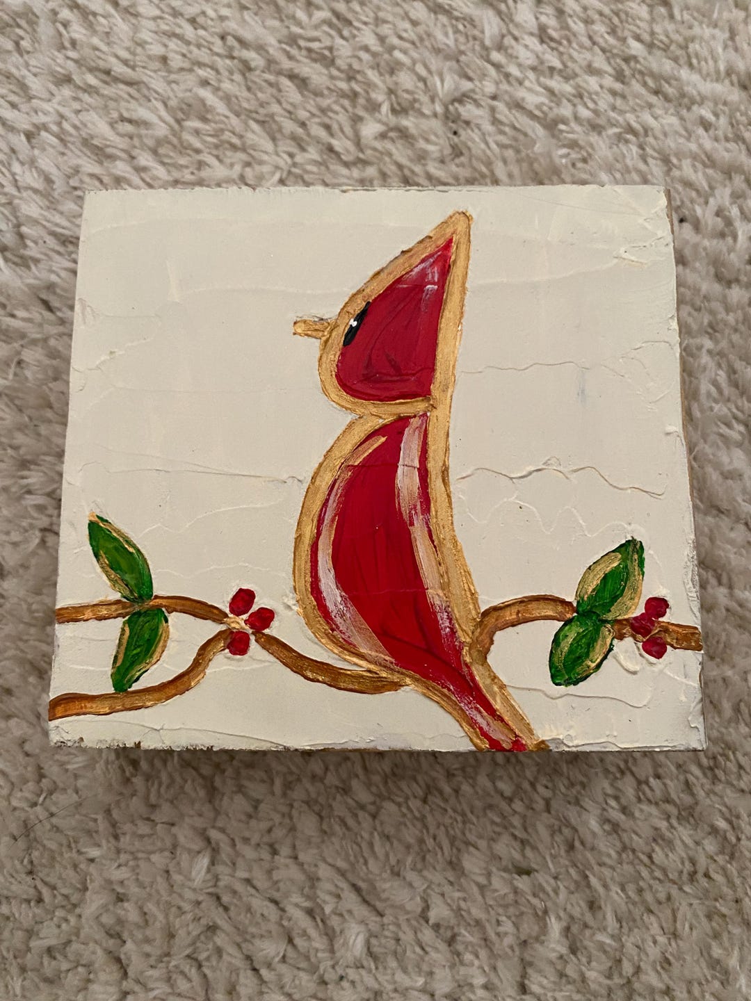 Redbird Textured Wood Decor - Etsy