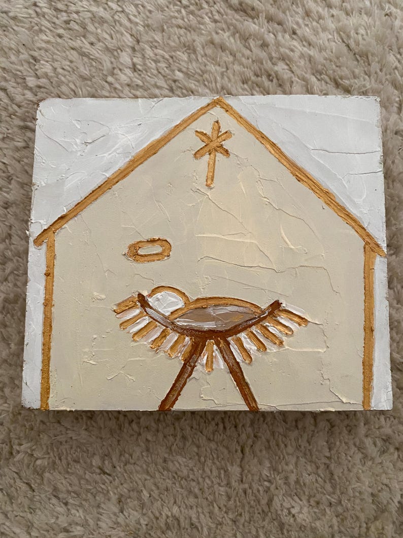 Manger House Scene Wood Block - Etsy