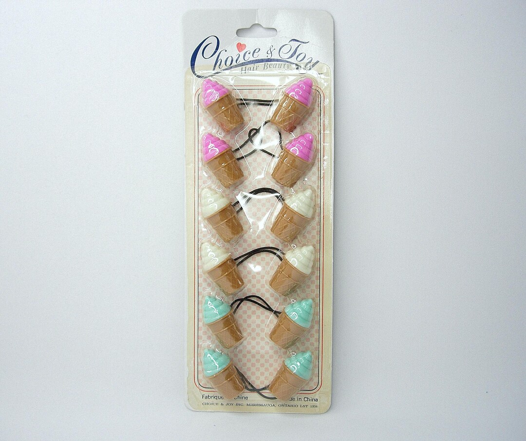 Vintage Ice Cream Cone Ponytail Holders Pastel Colors Made by Choice ...