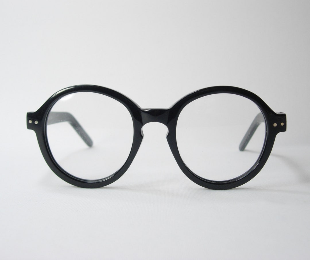 Vintage Shuron Black Oversized Pleasantburg Round Lucite Eyeglass ...