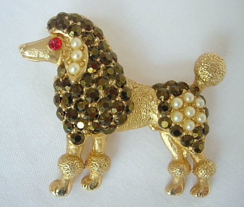 Tura Poodle Brooch Pin Vintage Figural Animal Dog Dark - Etsy