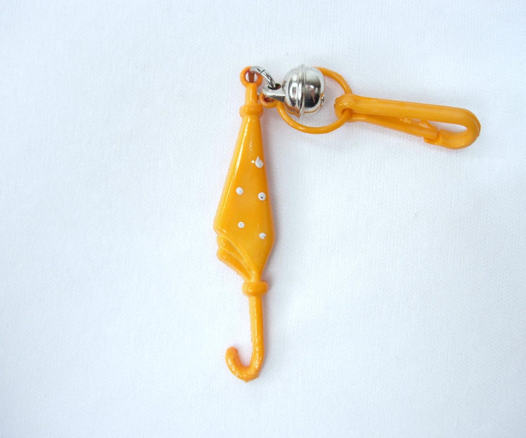 Plastic Bell Charm True Vintage Umbrella Parasol Orange With White ...