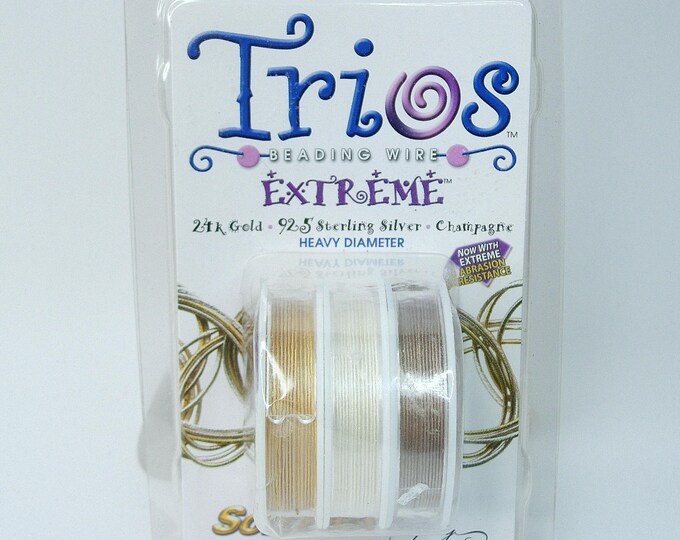 Soft Flex Trios Extreme Beading Wire .024 Heavy Nylon Coated. Colors: 925 Sterling Silver 24K ...