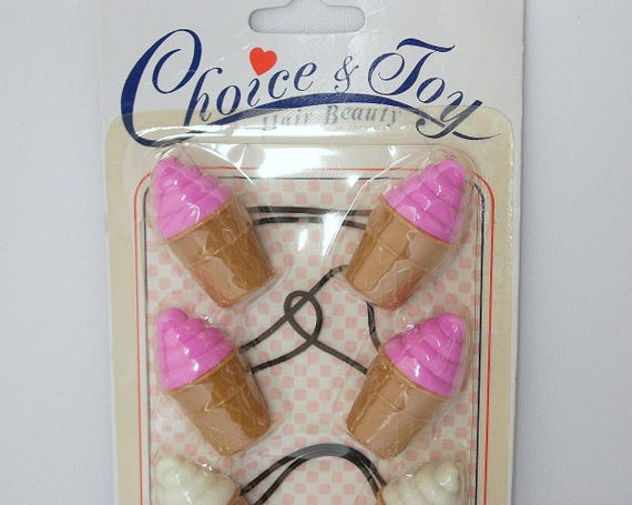 Vintage Ice Cream Cone Ponytail Holders Pastel Colors… - Gem