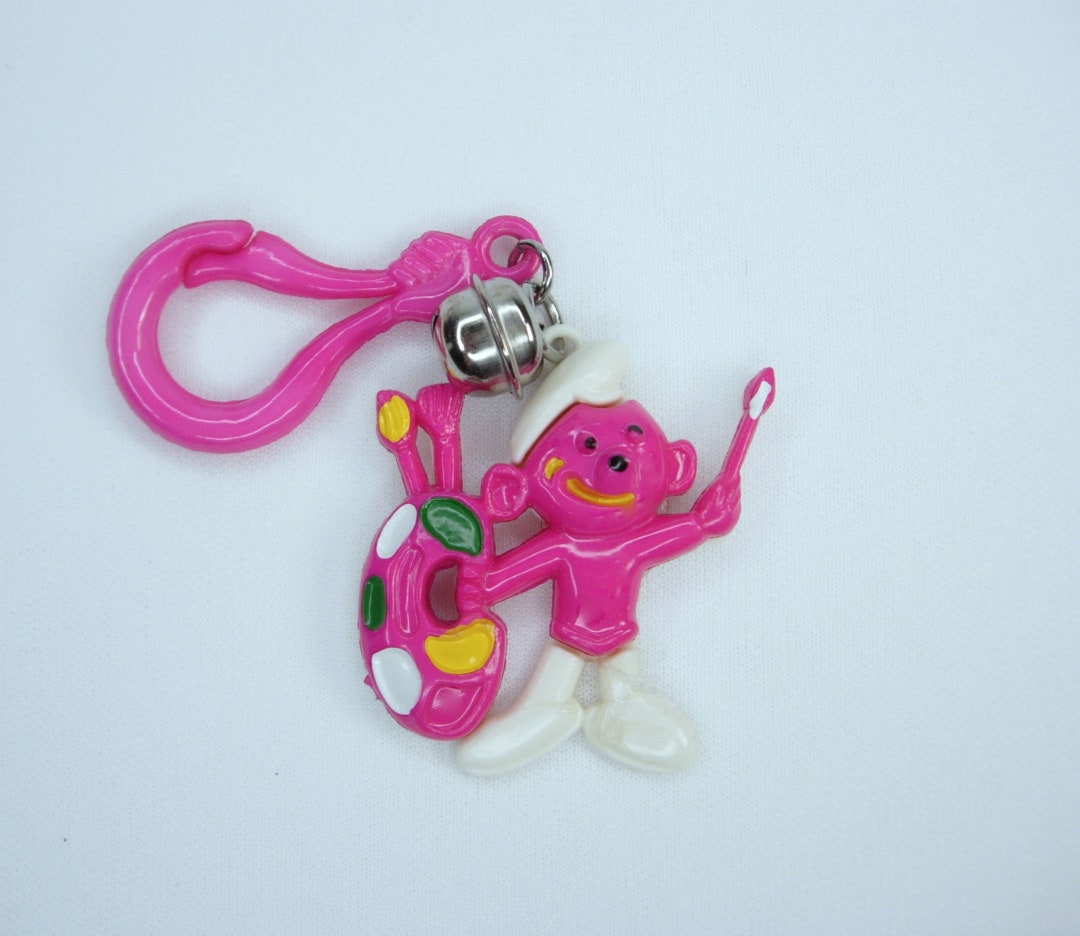 Plastic Bell Charm True Vintage Pink Smurf With Paintbrush & Palette ...