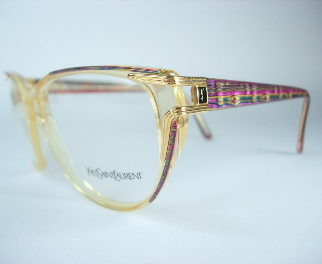 Yves Saint Laurent YSL Logo Oversized Lucite Eyeglass Frames Jewel ...