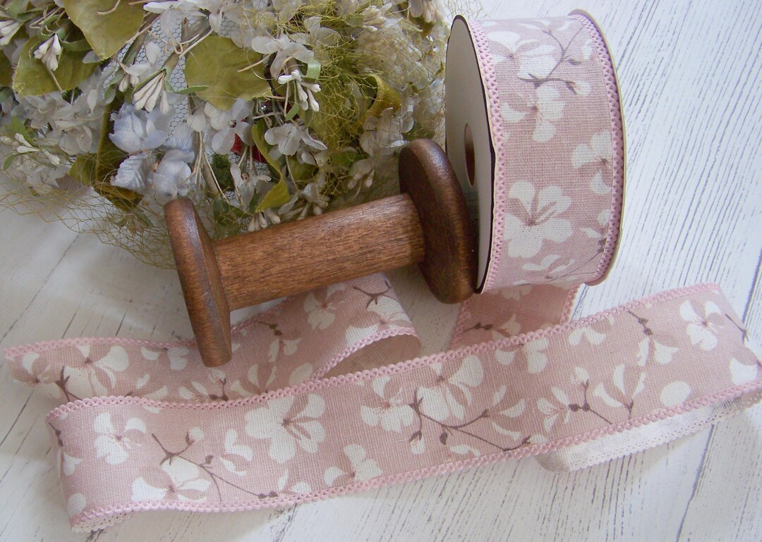 Shabby Chic Floral Ribbon, Rose and White Ribbon, Romantic Ribbon ...