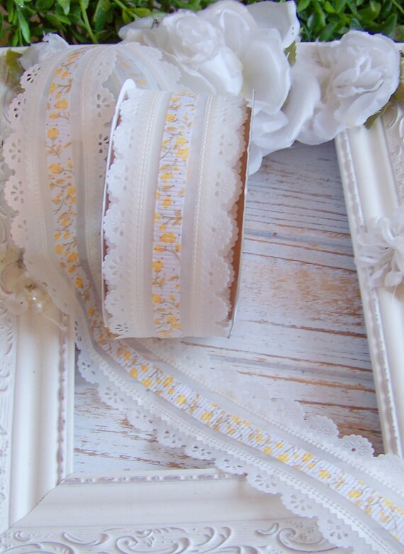 Yellow Rose Ribbon Scalloped Ribbon Spring Ribbons Thick | Etsy