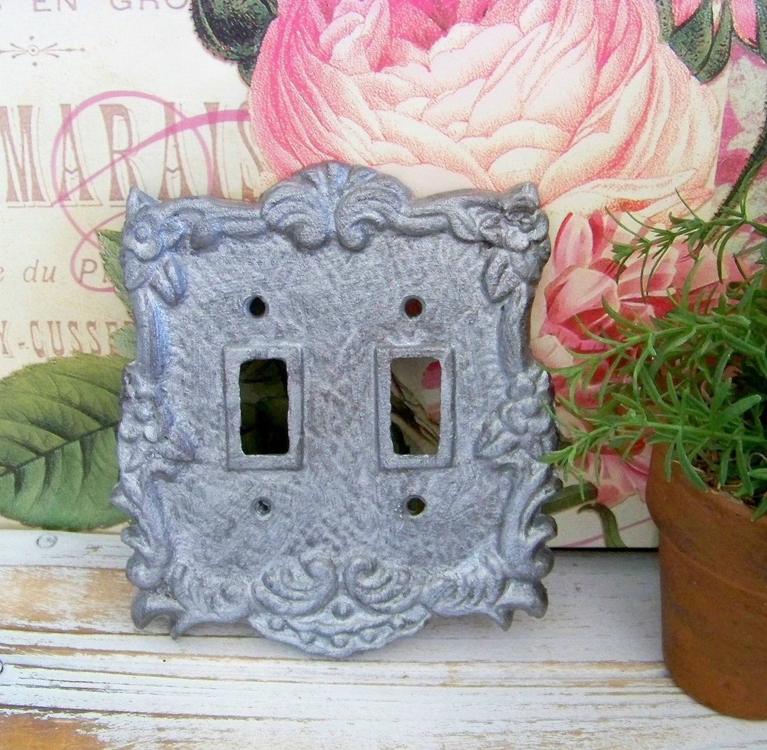 Silver Toned Victorian Cast Iron Switch Plate, Switch Plates, Ornate ...