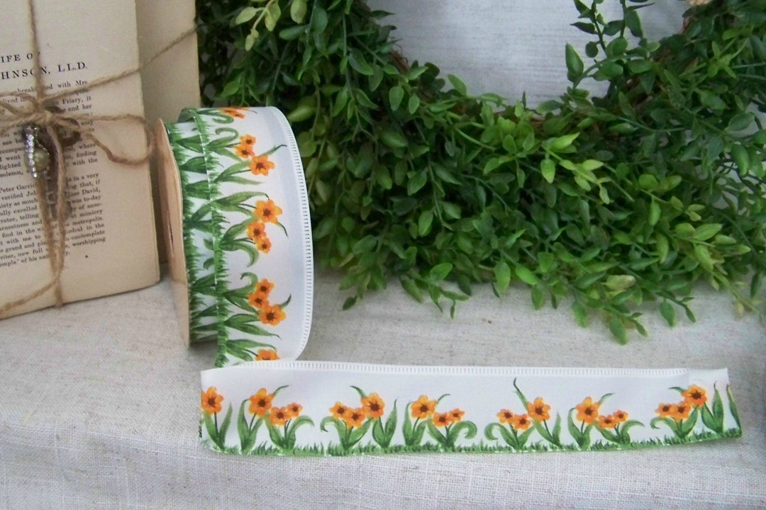 Floral Ribbon, Summer Ribbons, Flat Ribbon, Flower Ribbon, Shabby Chic ...