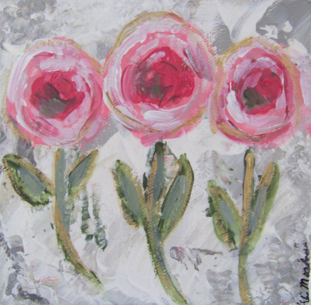 Sale--original Abstract Rose Painting, Small Rose Paintings, Abstract ...