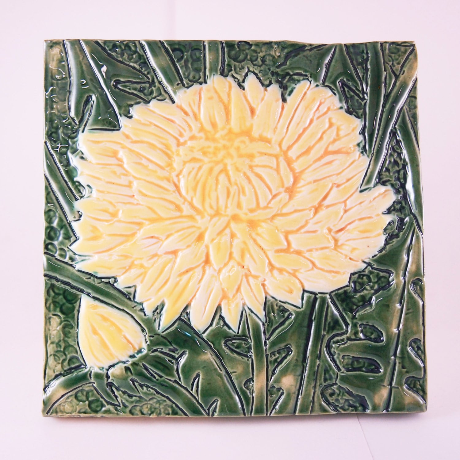 Dandelion, Low-relief Ceramic Art Tile - Etsy