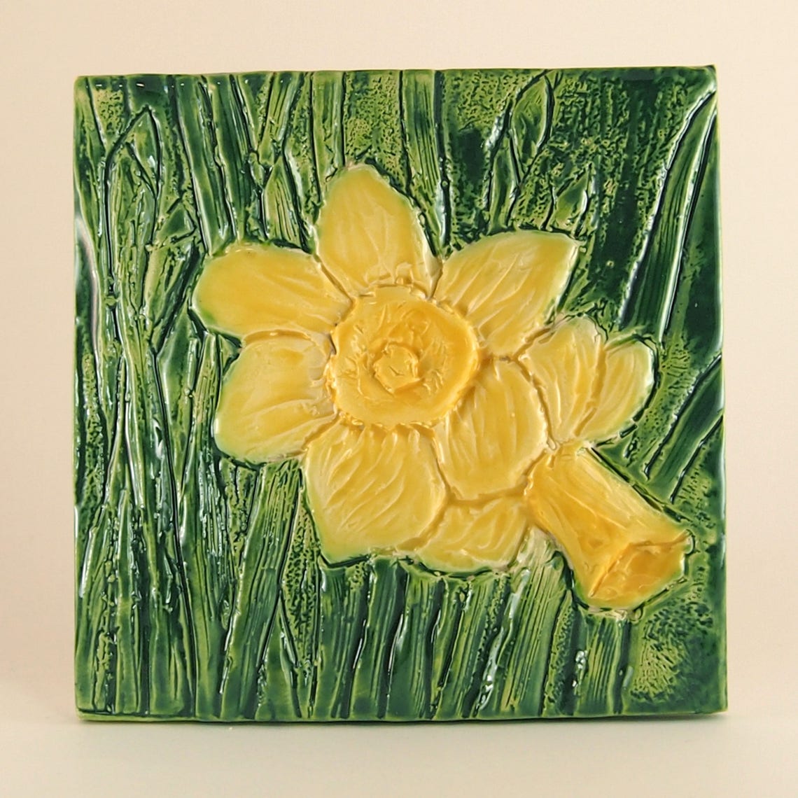 Ceramic Art Tile, March Birth Flower, 10th Wedding Anniversary Flower ...