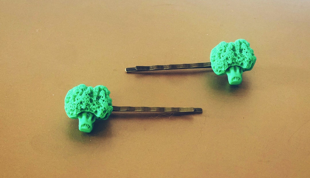 Broccoli Hair Pins / Vegan Jewelry / Charm Necklace / Kawaii Jewelry ...