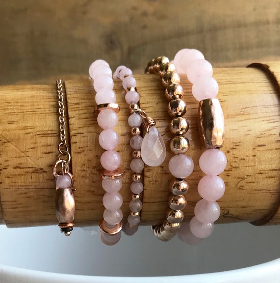 Dainty rose quartz bracelet store