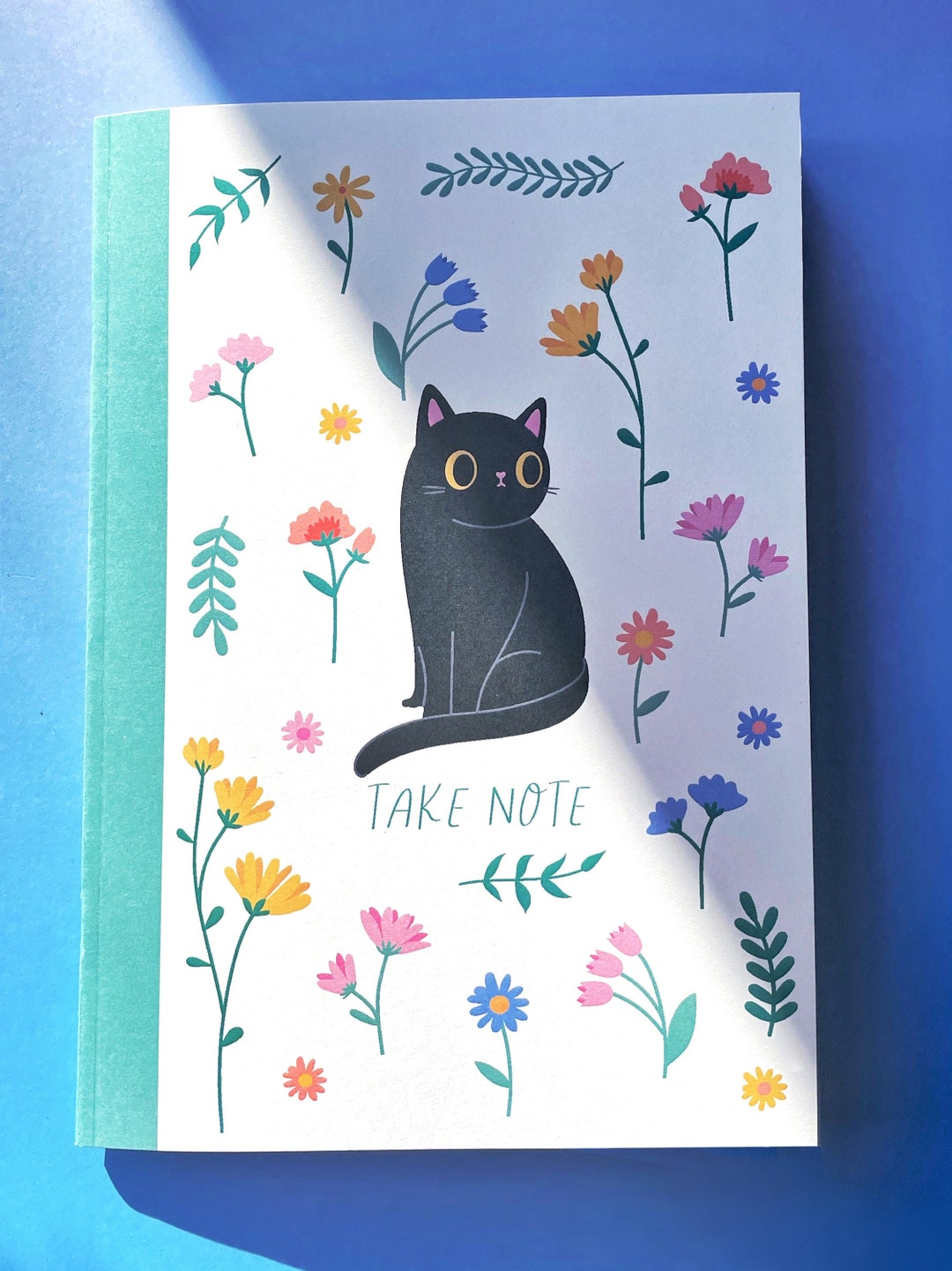 Wildflower Black Cat Notebook Beautiful Springtime Stationery eco ...