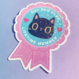 Cute Cat Sticker - Cat Fan Club Vinyl Sparkle Sticker - Cat Stickers ...