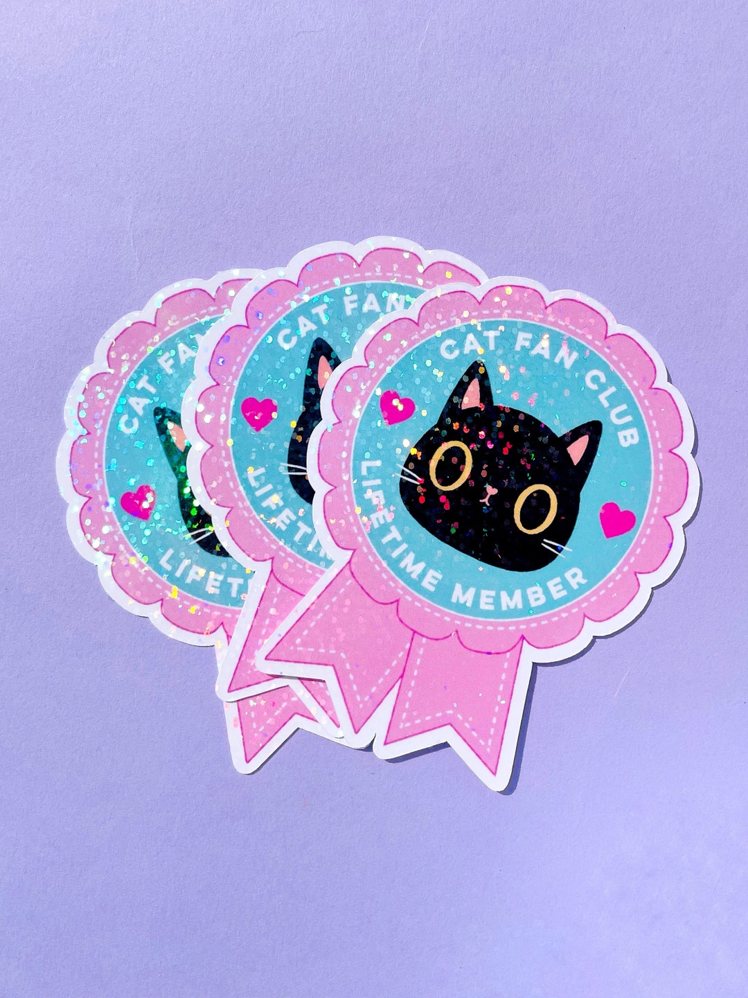 Cute Cat Sticker - Cat Fan Club Vinyl Sparkle Sticker - Cat Stickers ...