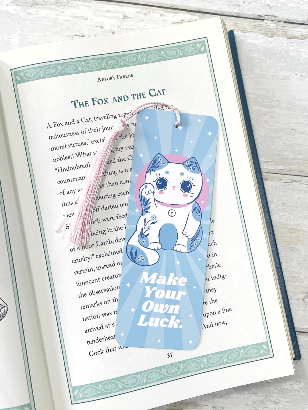 Good Luck Cat Bookmark Cute Cat Bookmark With Tassle, Maneki Neko - Etsy UK