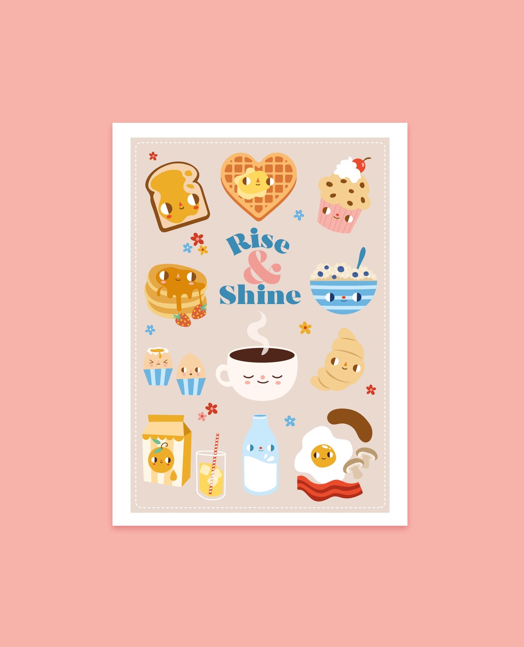 Rise and Shine Breakfast Art Print - A4 or A5 Kawaii Illustration - Etsy