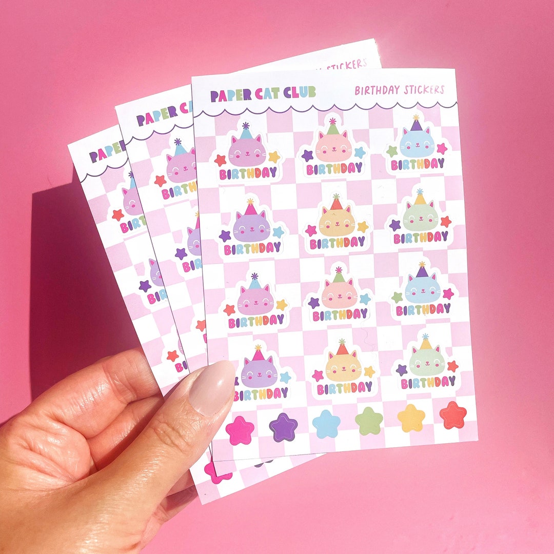 Birthday Journal Cat Stickers - Cute and Kawaii Journal Cat Stickers ...