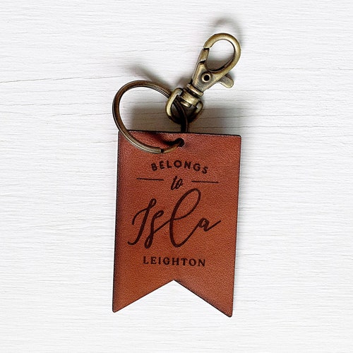 Custom Leather Tag Keychain personalized Luggage or Backpack - Etsy