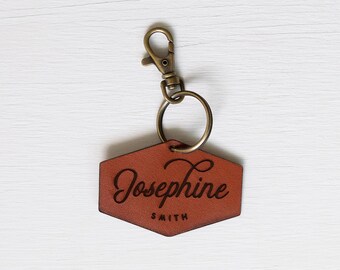 Custom Leather Tag Keychain personalized Luggage or Backpack | Etsy